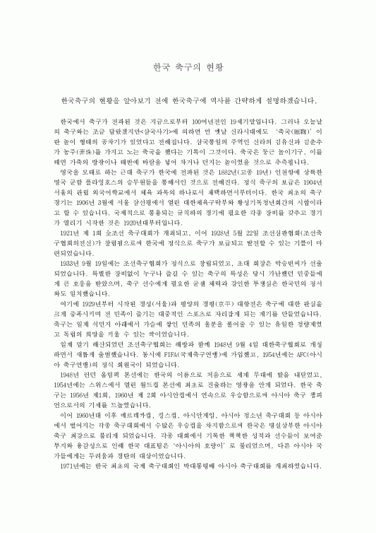 한국 축구의 현황