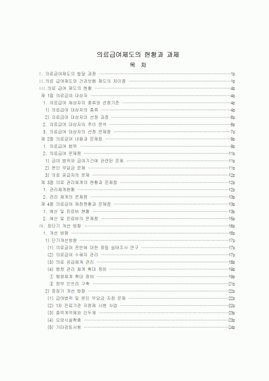의료급여제도의 현황과 과제