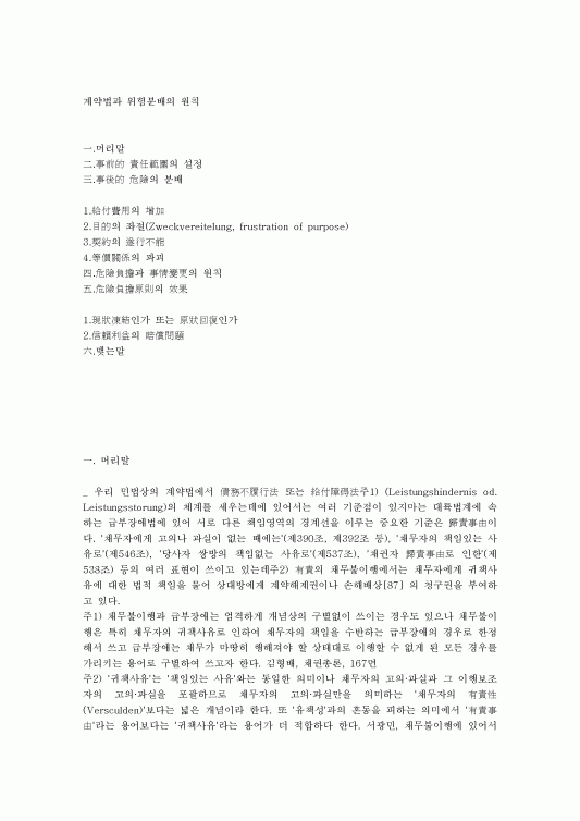 계약법과 위험분배의 원칙