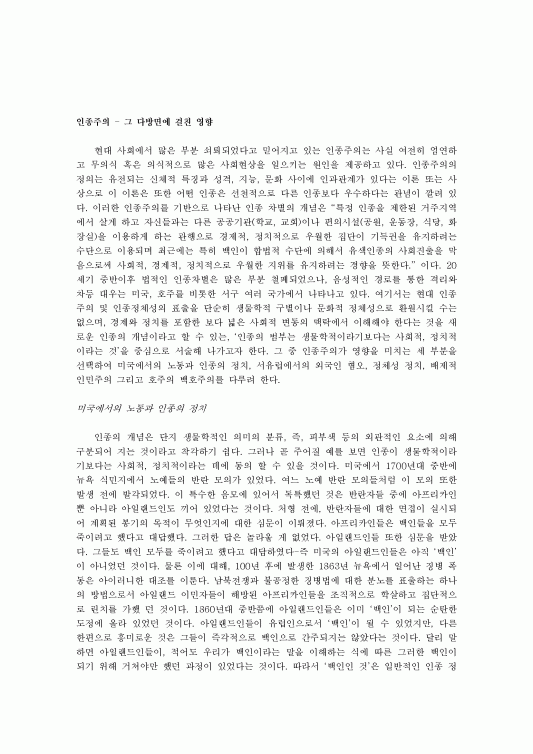 인종주의 레포트 자료