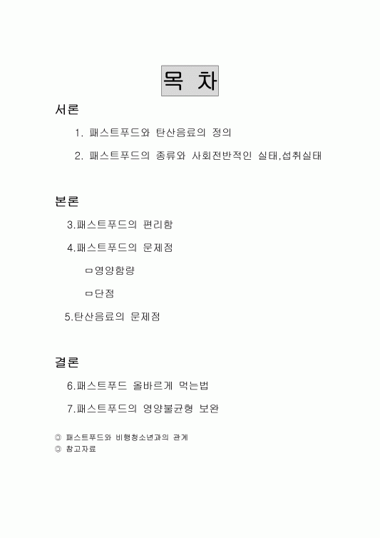 패스트푸드와 탄산음료의 문제점