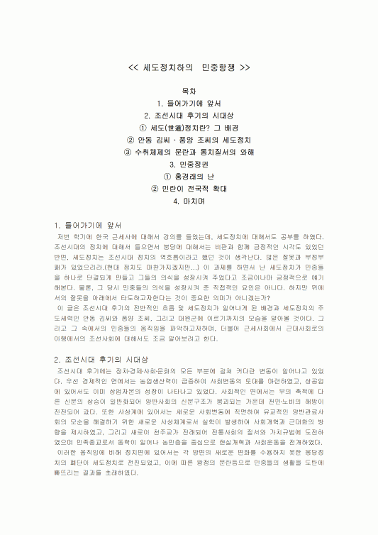 세도정치하의 민중정권