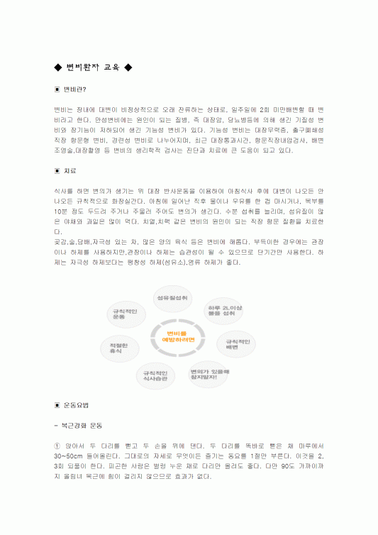 변비 치료 레포트 자료