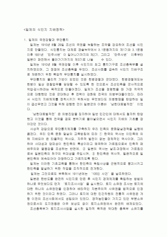 일제의식민지지배정책
