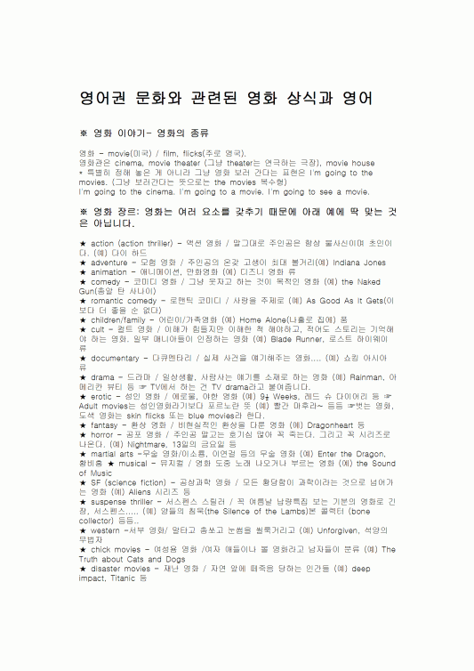 영화에 관련된 영어 표현