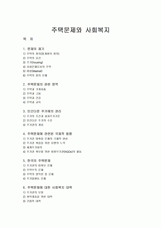 주택문제와 사회복지