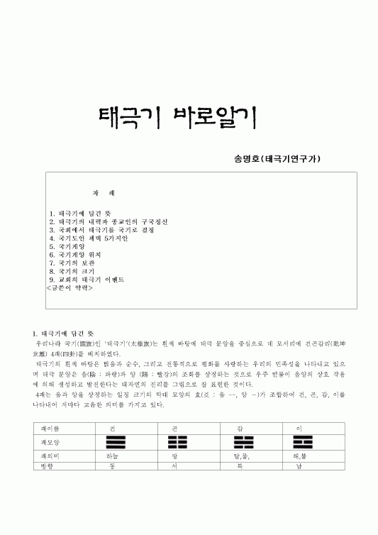 우리나라 국기(國旗) 태극기(太極旗) 바로알기