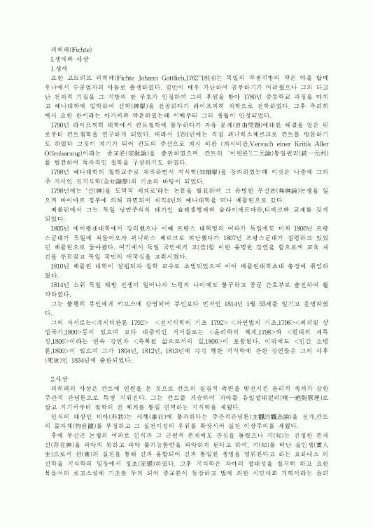 피히테(Fichte) 레포트 자료