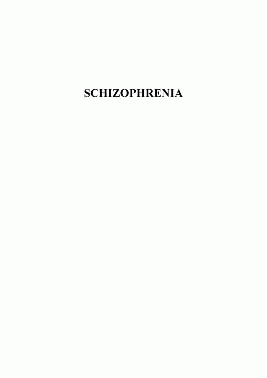 [논문] SCHIZOPHRENIA