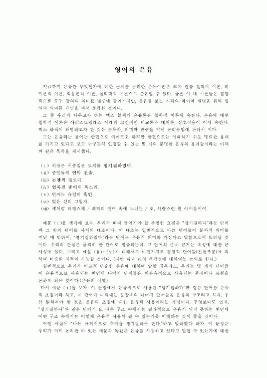 [영어페이퍼] 영어의 은유