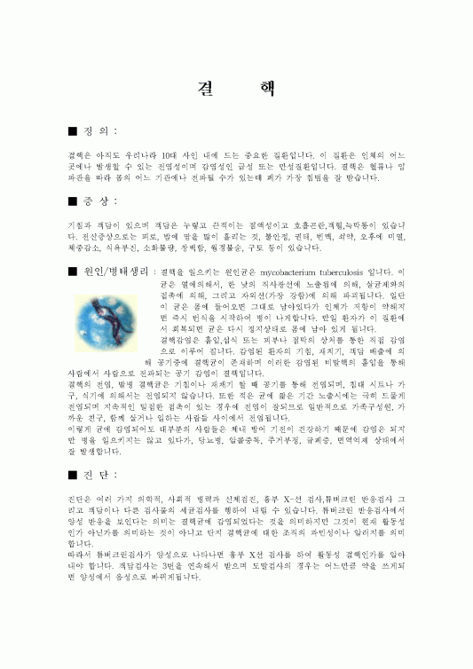 [사회과학] 결핵에 대하여