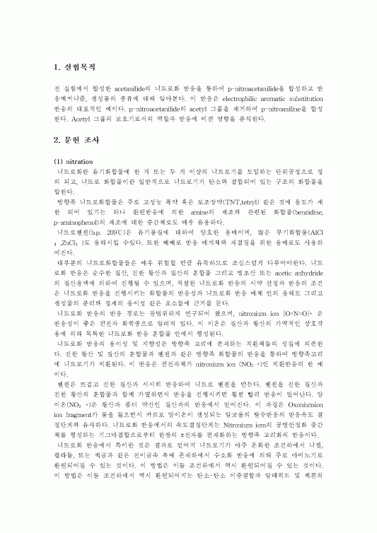 p-Nitroacetanilide의 합성 및 분석