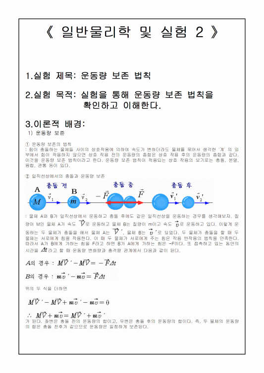 [자연과학] 운동량 보존 법칙