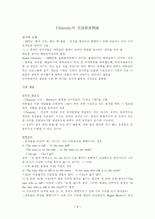 촘스키의 언어발달이론
