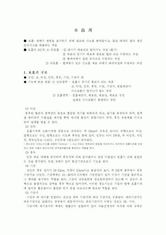 호흡생리 레포트 자료
