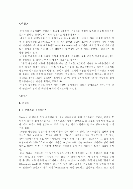 디지털 시대의 콘텐츠문화 와 콘텐츠 산업