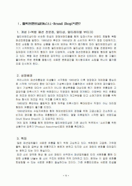 [패션 마케팅] 멀티브랜드샾