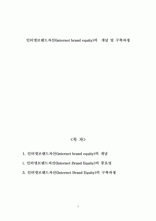 인터넷브랜드자산(internet brand equity)의  개념 및 구축과정