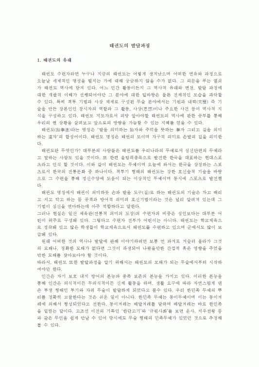 태권도의발달과정