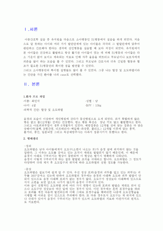 요도하열 case 레포트 자료