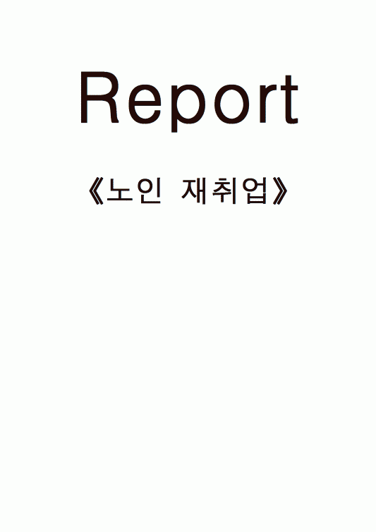 노인 재취업 레포트 자료