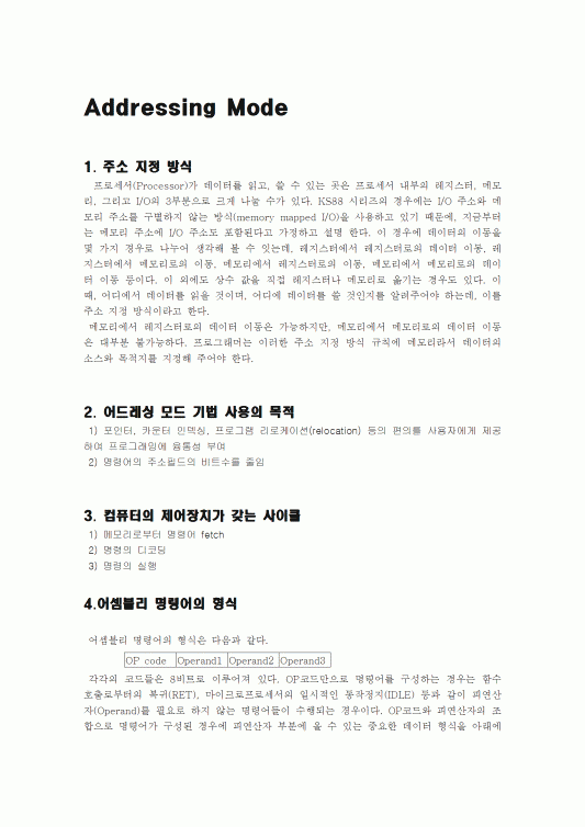 Addressing Mode 레포트 자료