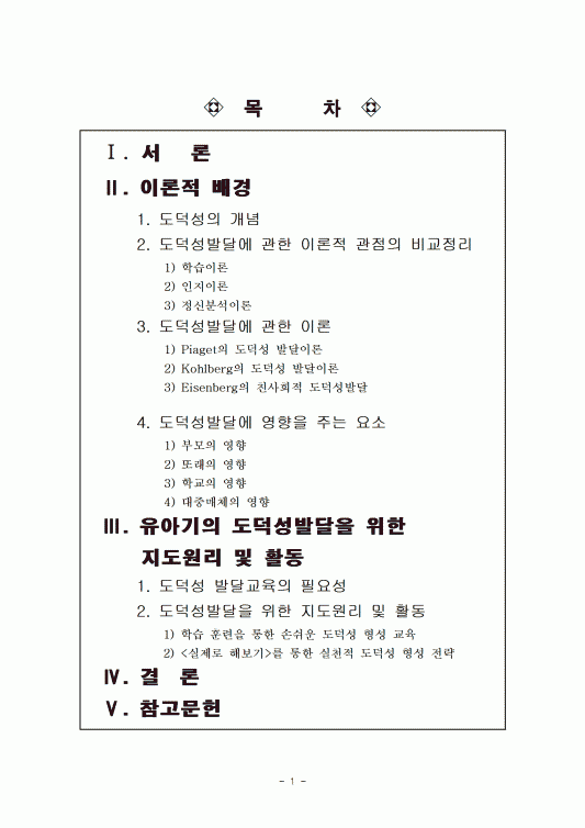 [유아사회교육 (완성)] 도덕성 발달에 관한 이론의 비교 정리 및 유치원과 가정에서 활용할 수 있는 유아기의 도덕성 발달을 위한 지도원리와 활동