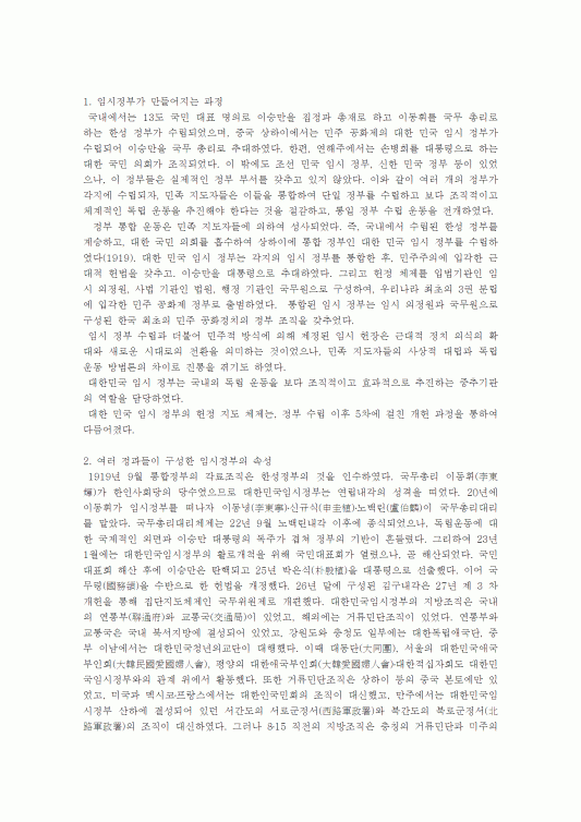 대한민국임시정부 과정과 역할, 그리고 의의
