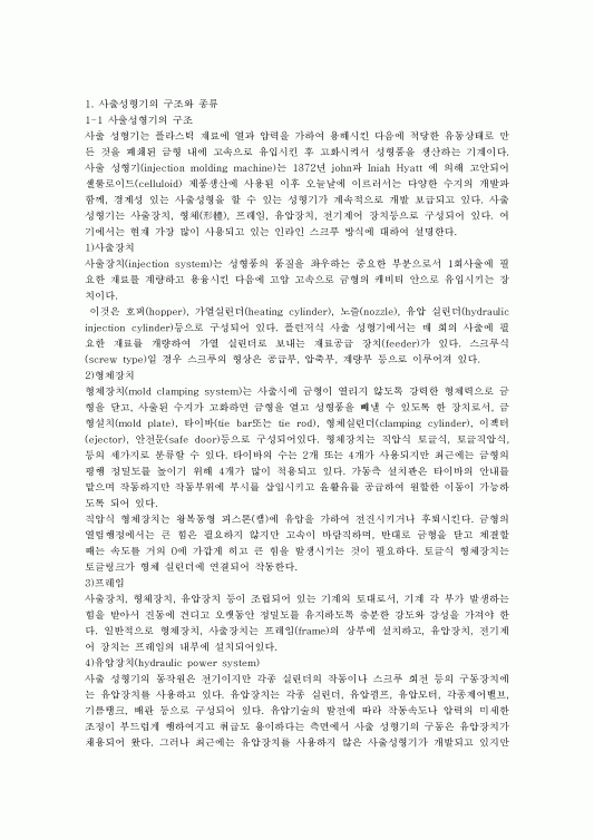 [공학/컴퓨터/통신] 사출성형기