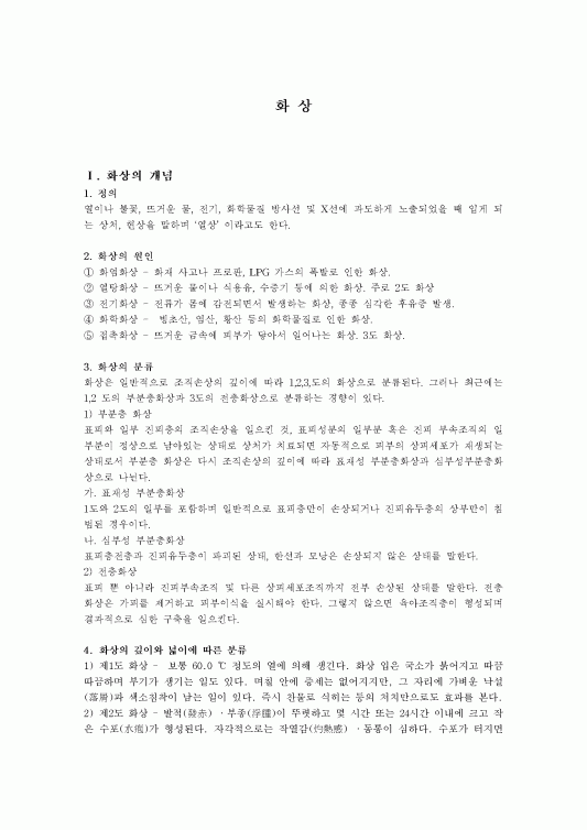화상의 개념과 화상환자