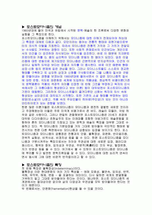포스트 모더니즘과 팝아트의 관계