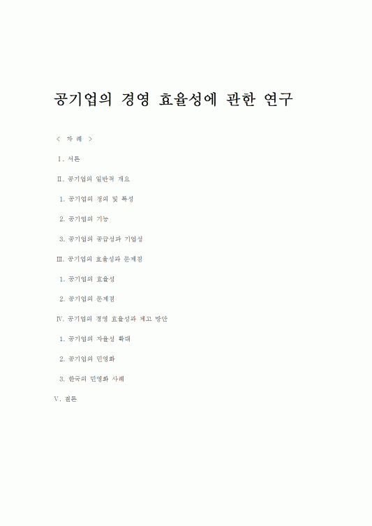공기업의 경영 효율성