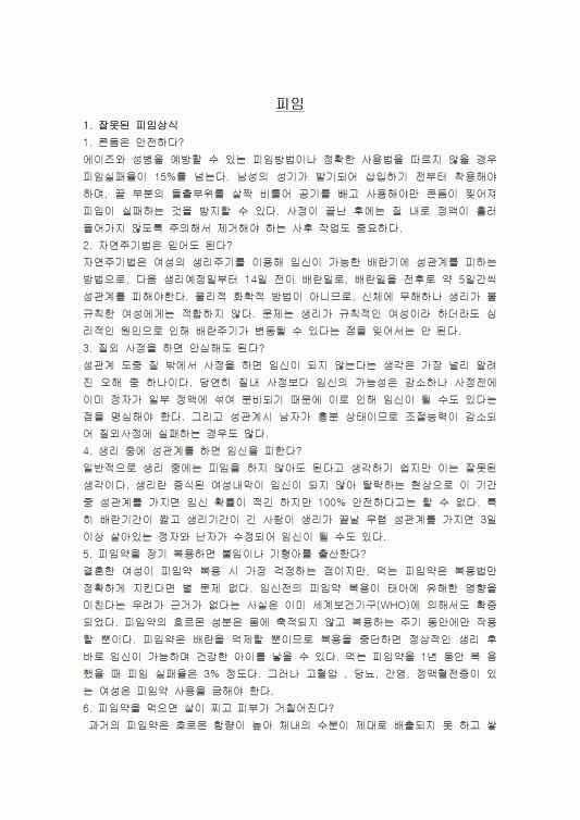 피임상식 올바른 이해