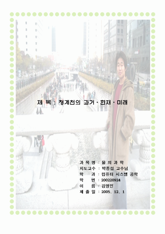[공학/컴퓨터/통신] 청계천 조사