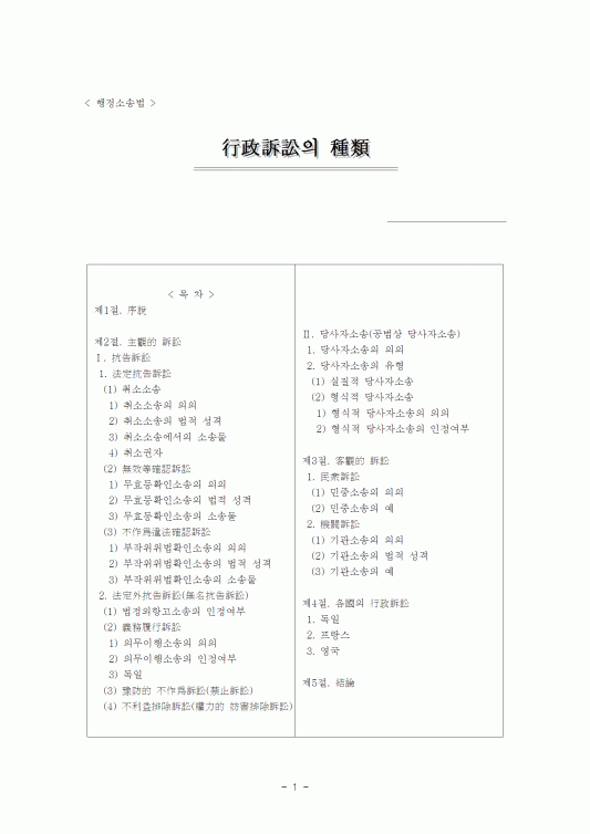 행정소송의 종류
