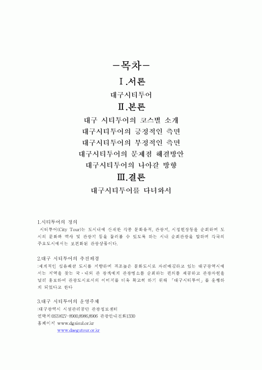 [인문과학] 대구시티투어