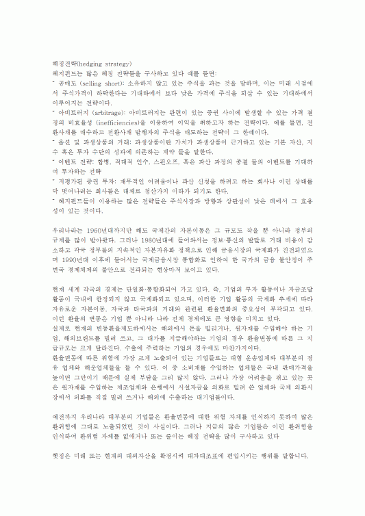 헤징전략 레포트 자료