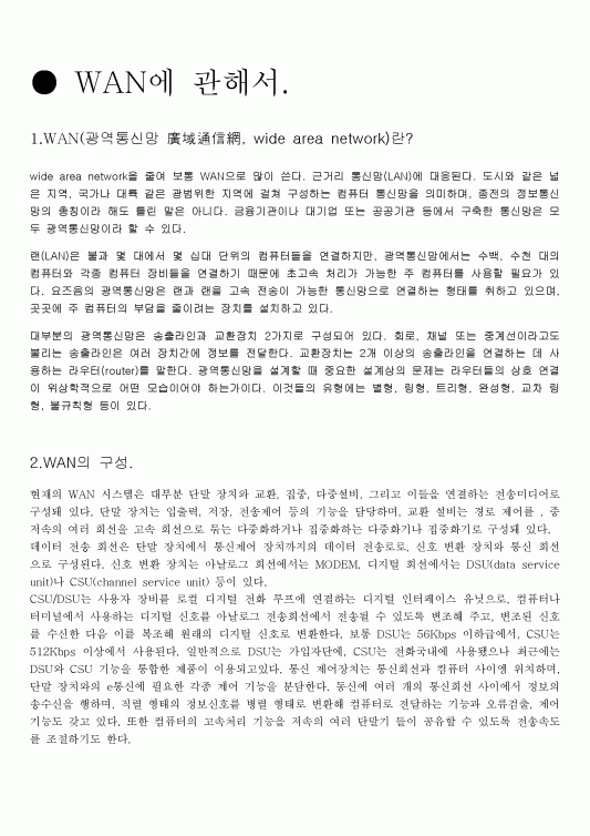 WAN(광역통신망)에 관해서