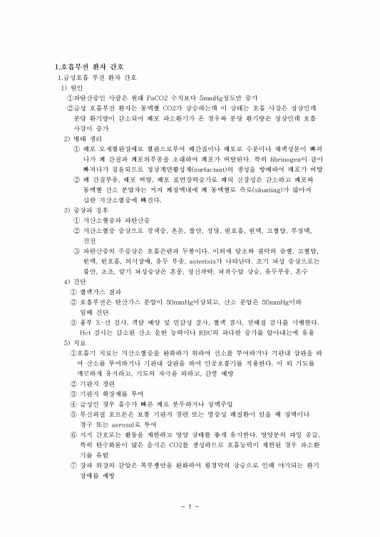 호흡부전 환자간호, 성인 호흡기 장애 증후군, 기계적 인공 호흡