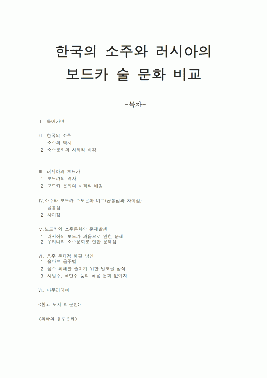 [인문과학] [비교문화론]한국의 소주와 러시아의 보드카 술문화