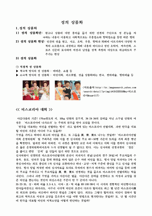 현대 사회의 성 상품화의 양상
