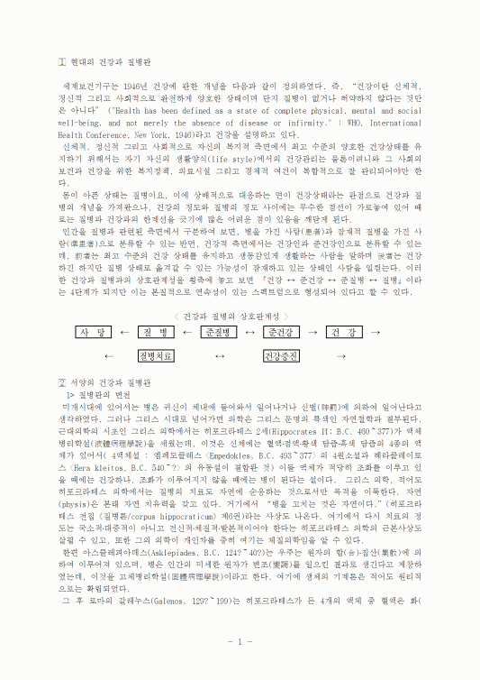 현대의 건강과 질병관