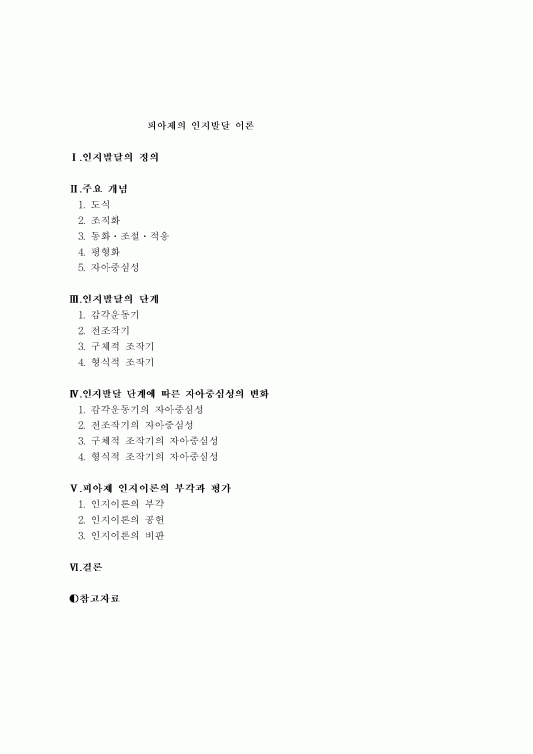 (아동발달) 인지발달이론에 대하여 논하시오.