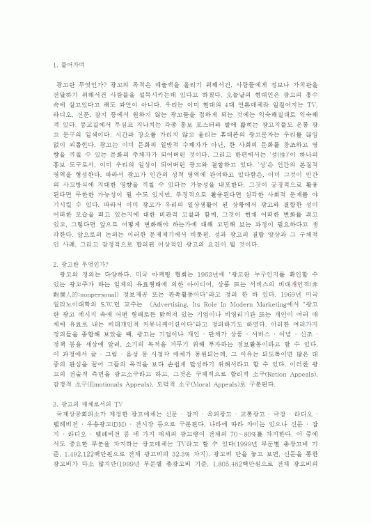[방송대 광고기획제작]광고의 매체로서의 TV와 간접 광고의 기업에 대한 마케팅적 효과 그리고 현황 분석 및 문제점