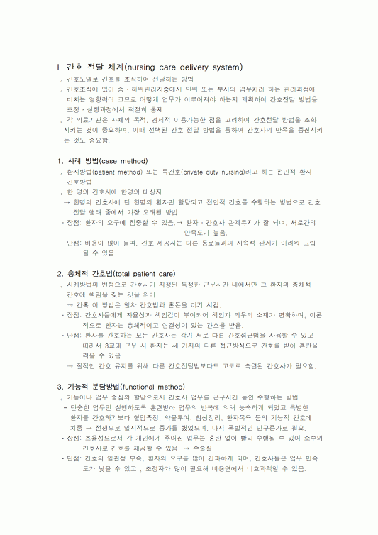 간호전달체계 간호모델