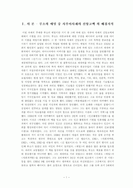 에밀중 사부아 사제의 신앙고백에 대한 감상문
