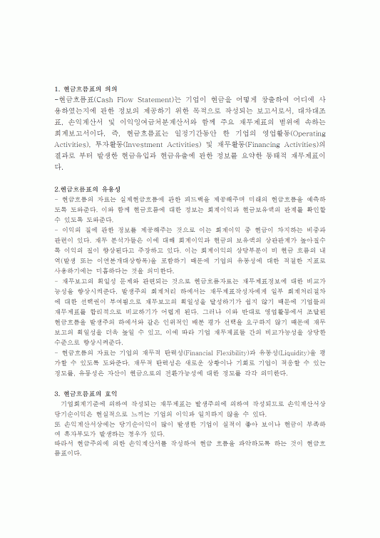 현금흐름 요약