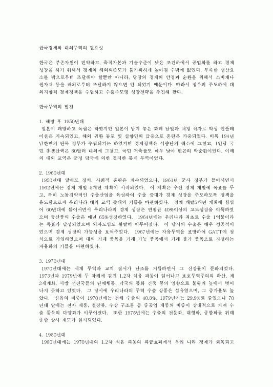한국경제와 대외무역의 필요성