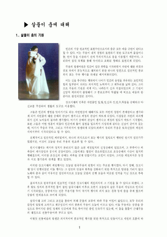 살풀이 춤 레포트 자료