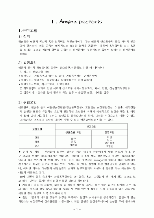 협심증(angina pectoris)